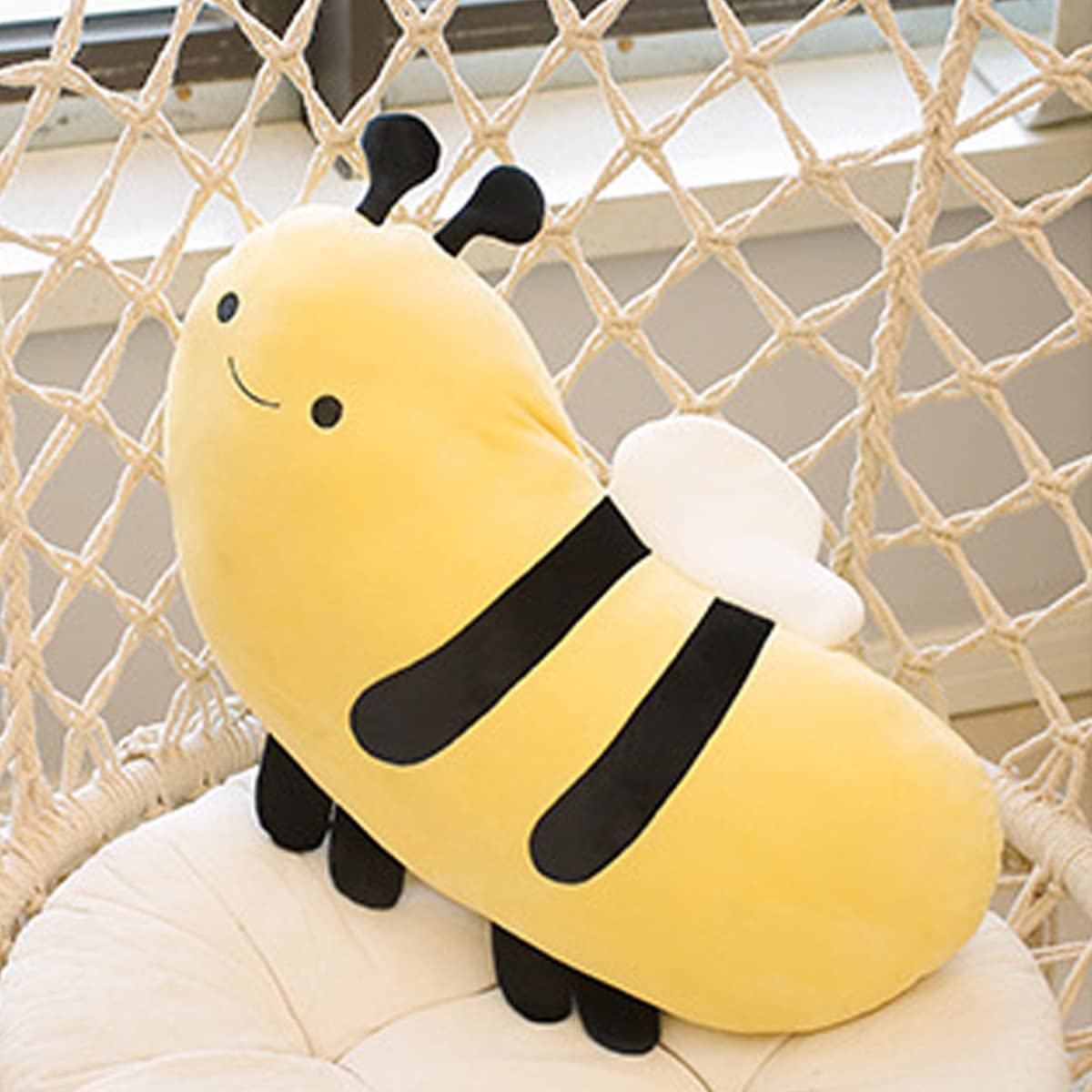 ARELUX Bee Plush Pillow Stuffed Animal, Fuzzy Yellow Honeybee Plushie Doll Pillow, Soft Anime Pillow Toy Gift for Kids, 19.6in