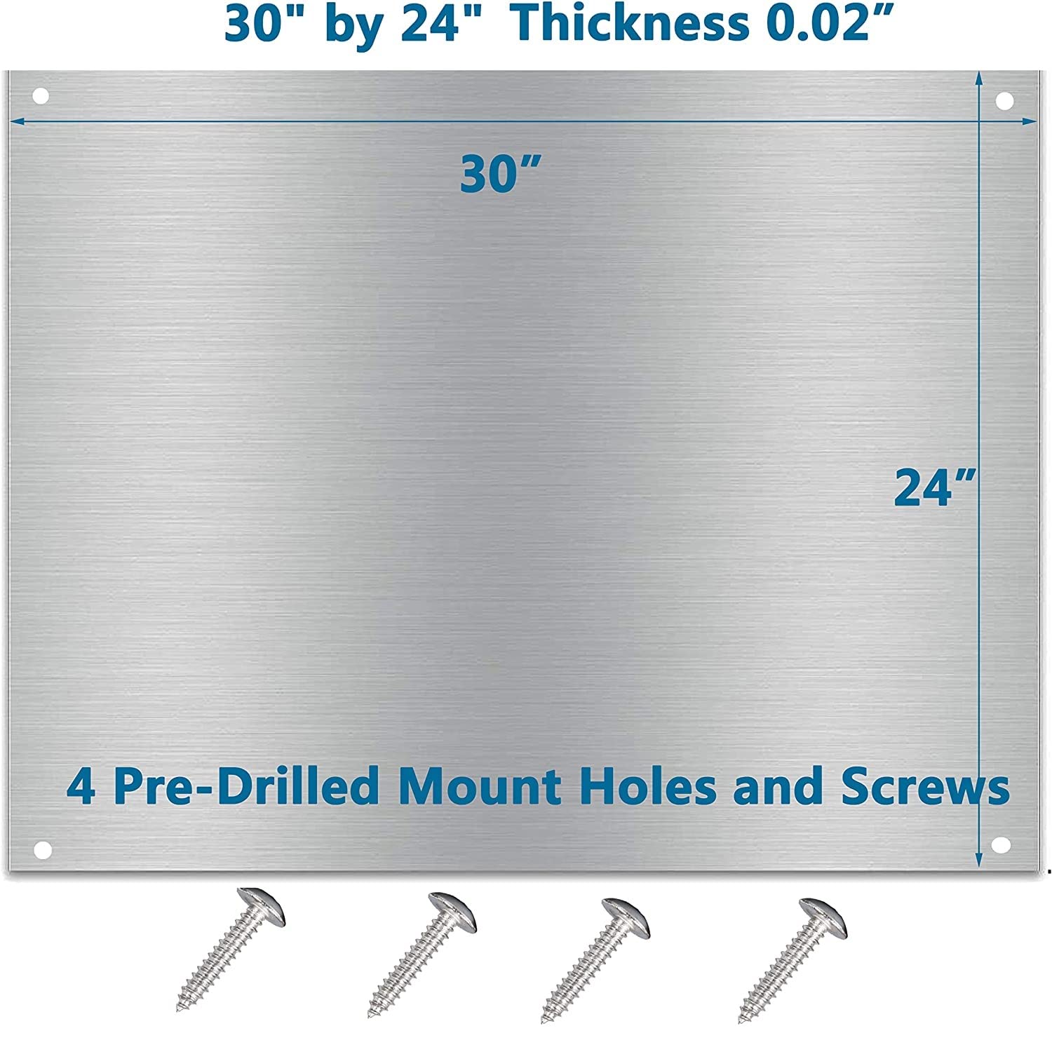 zsttion Stainless Steel Backsplash ,24 x 30Inch Range Hood Stove Backsplash for Kitchen Wall,Stainless Steel Sheet Four Pre Drilled Holes for Easy Installation (1)