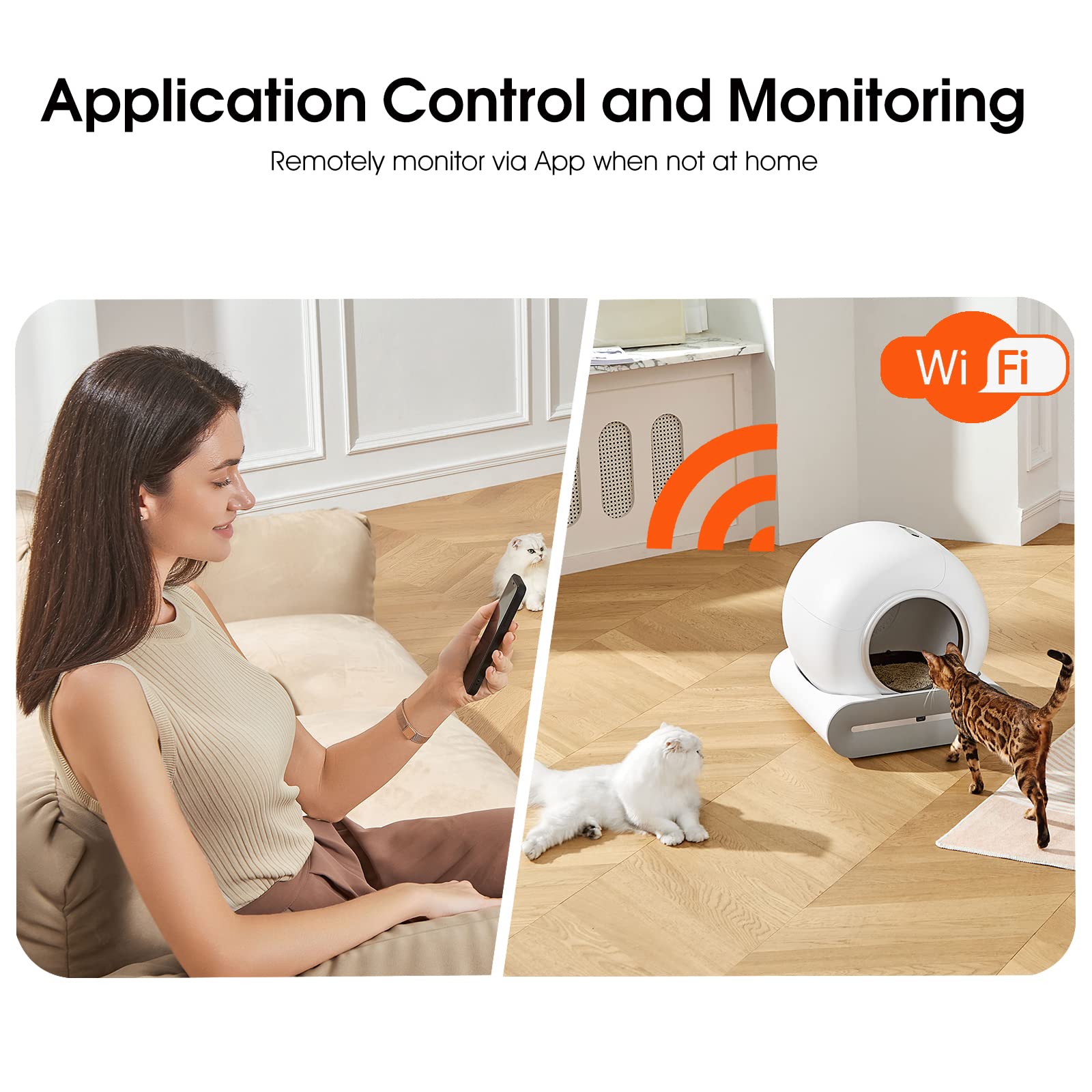 TAKOYI Self-Cleaning Cat Litter Box with APP Control, Large Capacity 65L+9L Box, No Scoop Ionic Deodorizer & Health Monitor & Litter Mat