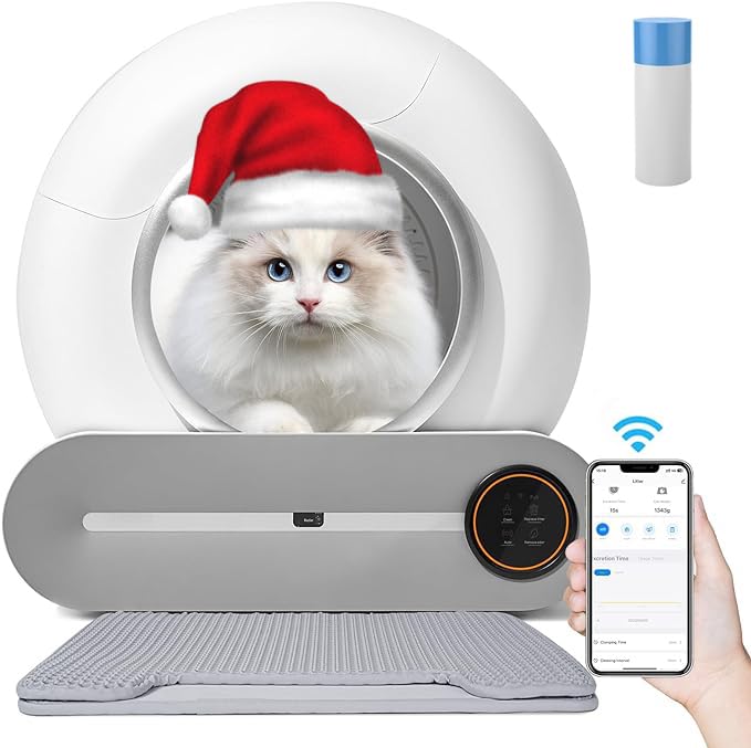 TAKOYI Self-Cleaning Cat Litter Box with APP Control, Large Capacity 65L+9L Box, No Scoop Ionic Deodorizer & Health Monitor & Litter Mat