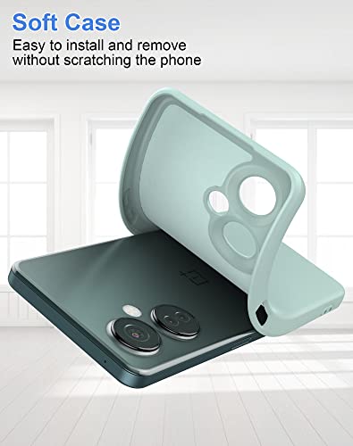 Foluu Silicone Case for OnePlus Nord N30 5G, Liquid Gel Rubber Case with Soft Microfiber Lining Cushion Slim Hard Shell Shockproof Protective Cover for OnePlus Nord N30 5G 2023 (Light Cyan)