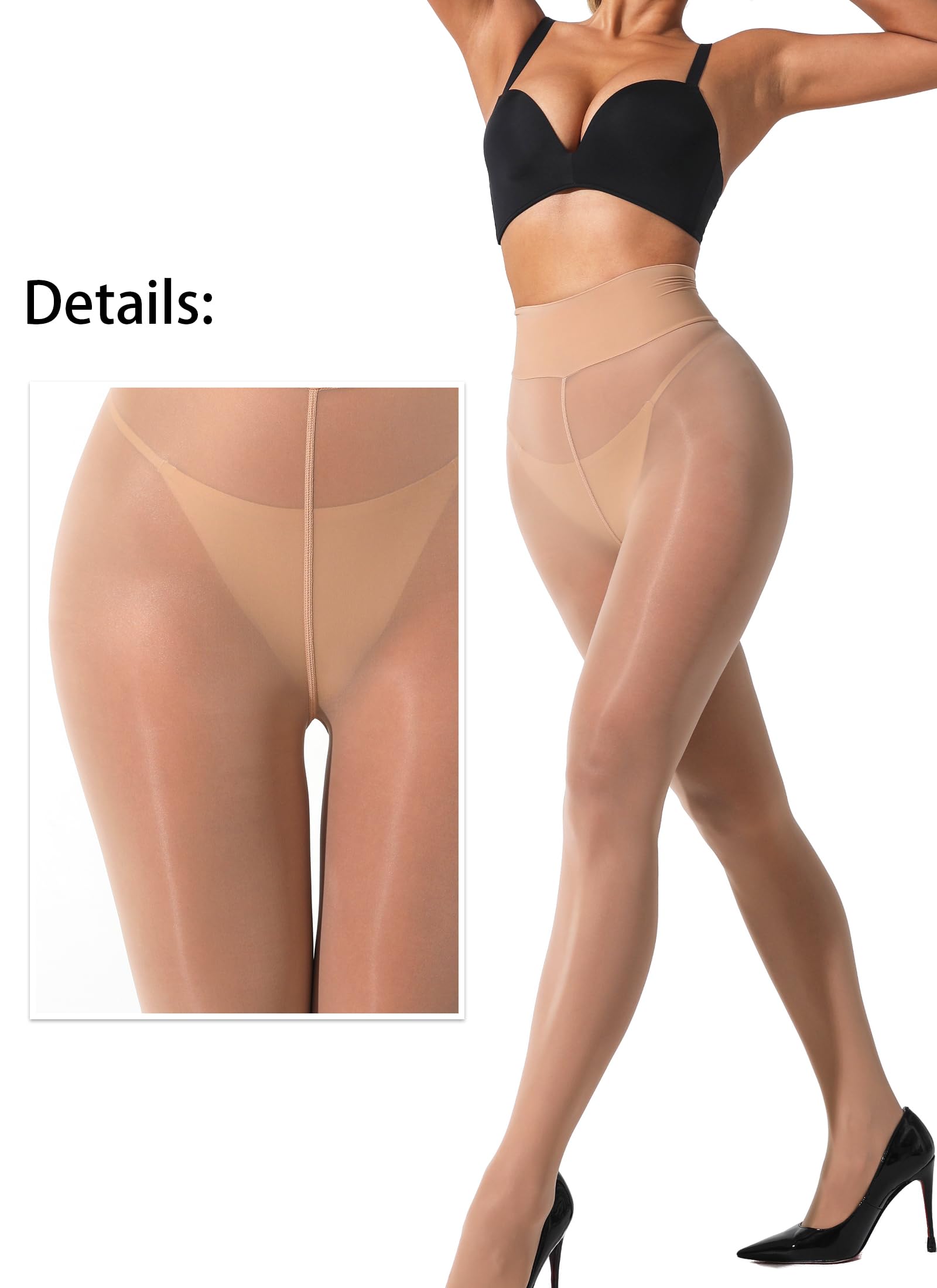 VEBZIN Women's Sheer Tights Fishnet Stockings Match Sets Sparkly Fishnets Sheer Tights, 2 Pack