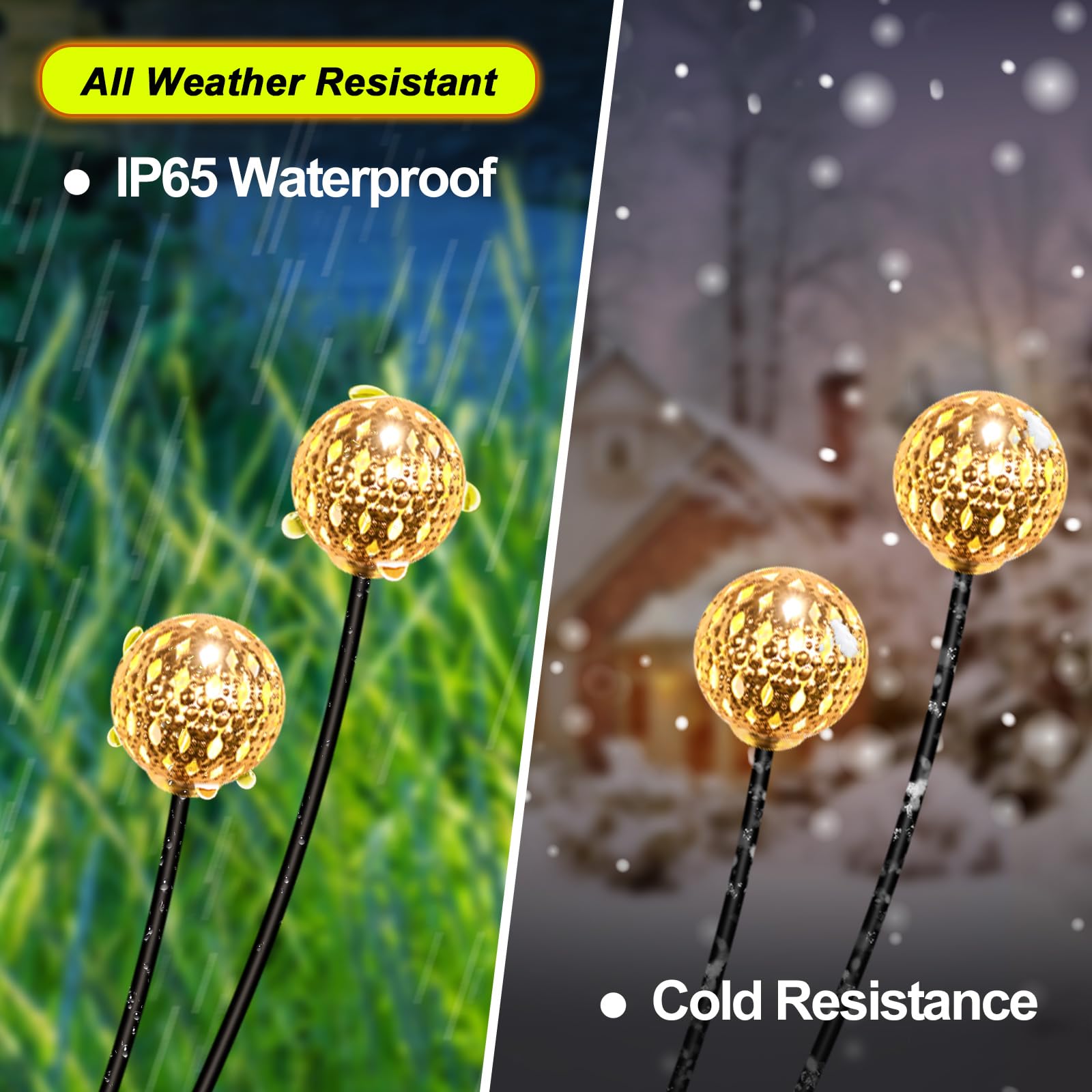 Solar Garden Lights 4 Packs 48 LED, Firefly Lights Solar Outdoor Waterproof, Moroccan Swaying Outdoor Lights with 2 Modes, High Flexibility Solar Powered Yard Patio Walkway Decoration Warm White