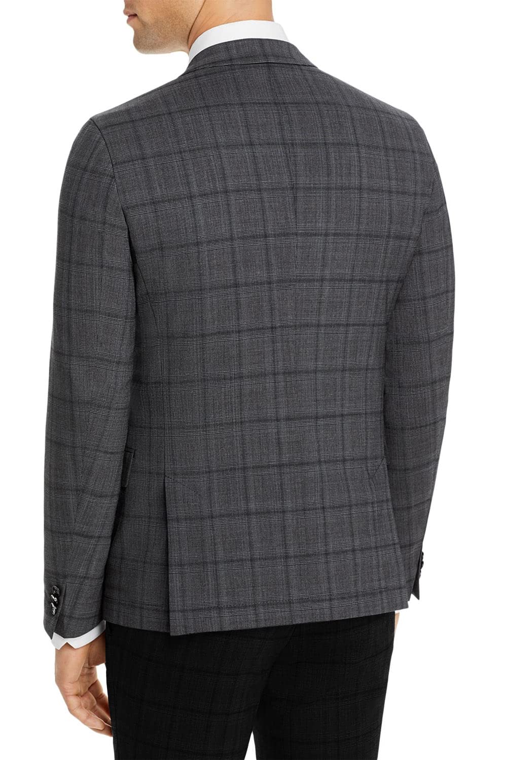 Hugo Boss Mens Extra Slim Fit Washable Fabric Plaid Sport Coat 40 Long Charcoal