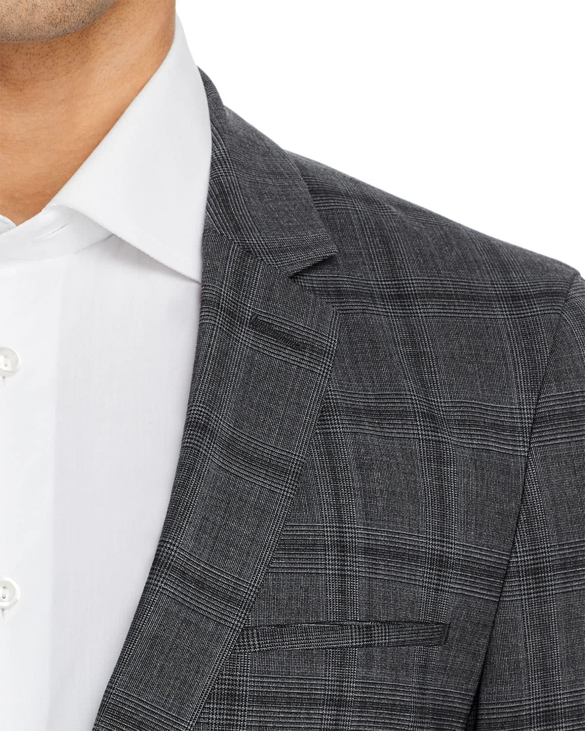 Hugo Boss Mens Extra Slim Fit Washable Fabric Plaid Sport Coat 40 Long Charcoal