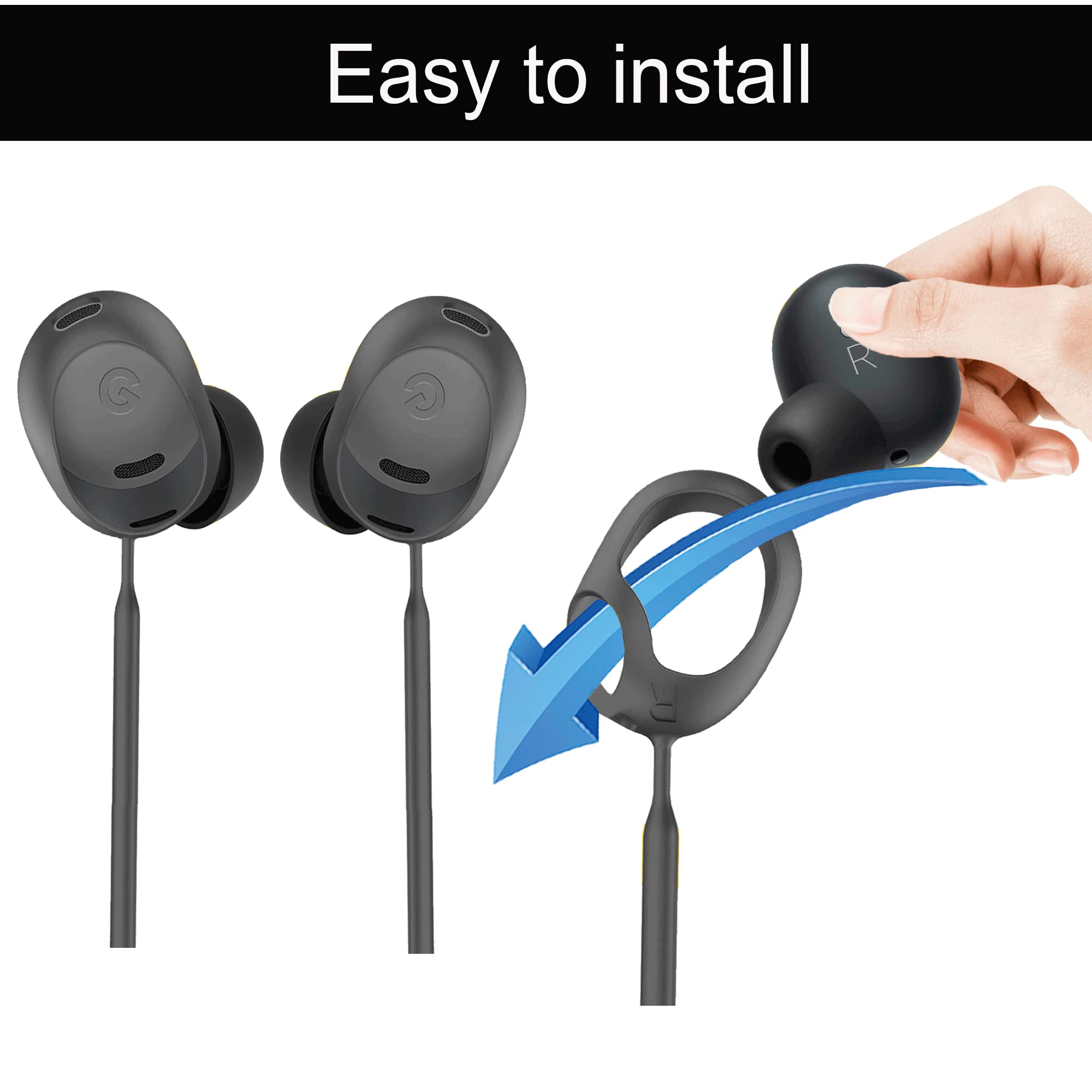 ULITIQ Compatible with Google Pixel Buds Pro Strap, Sports Silicone Pixel Buds Pro Earbuds Lanyard, Anti Lost Straps Accessories, Anti-Lost Neck Rope Cord Soft, Running Holder Connector, (Black)