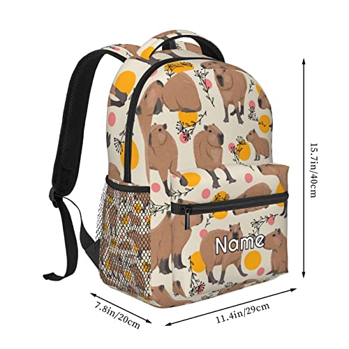 Personalized Funny Capybara Backpack for School Custom Name Boys Girls Schoolbag