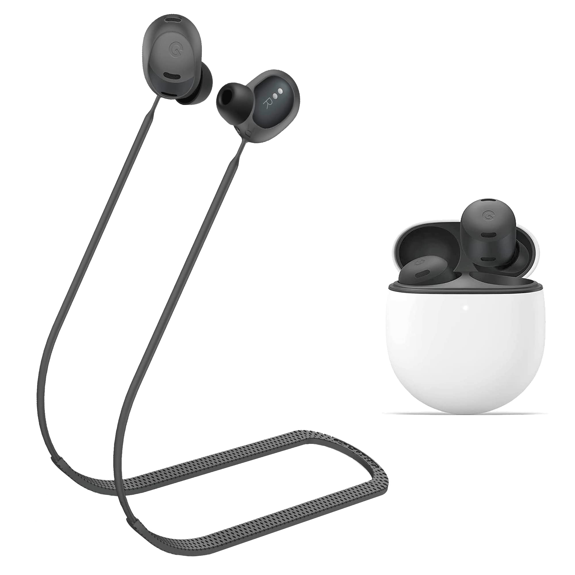 ULITIQ Compatible with Google Pixel Buds Pro Strap, Sports Silicone Pixel Buds Pro Earbuds Lanyard, Anti Lost Straps Accessories, Anti-Lost Neck Rope Cord Soft, Running Holder Connector, (Black)