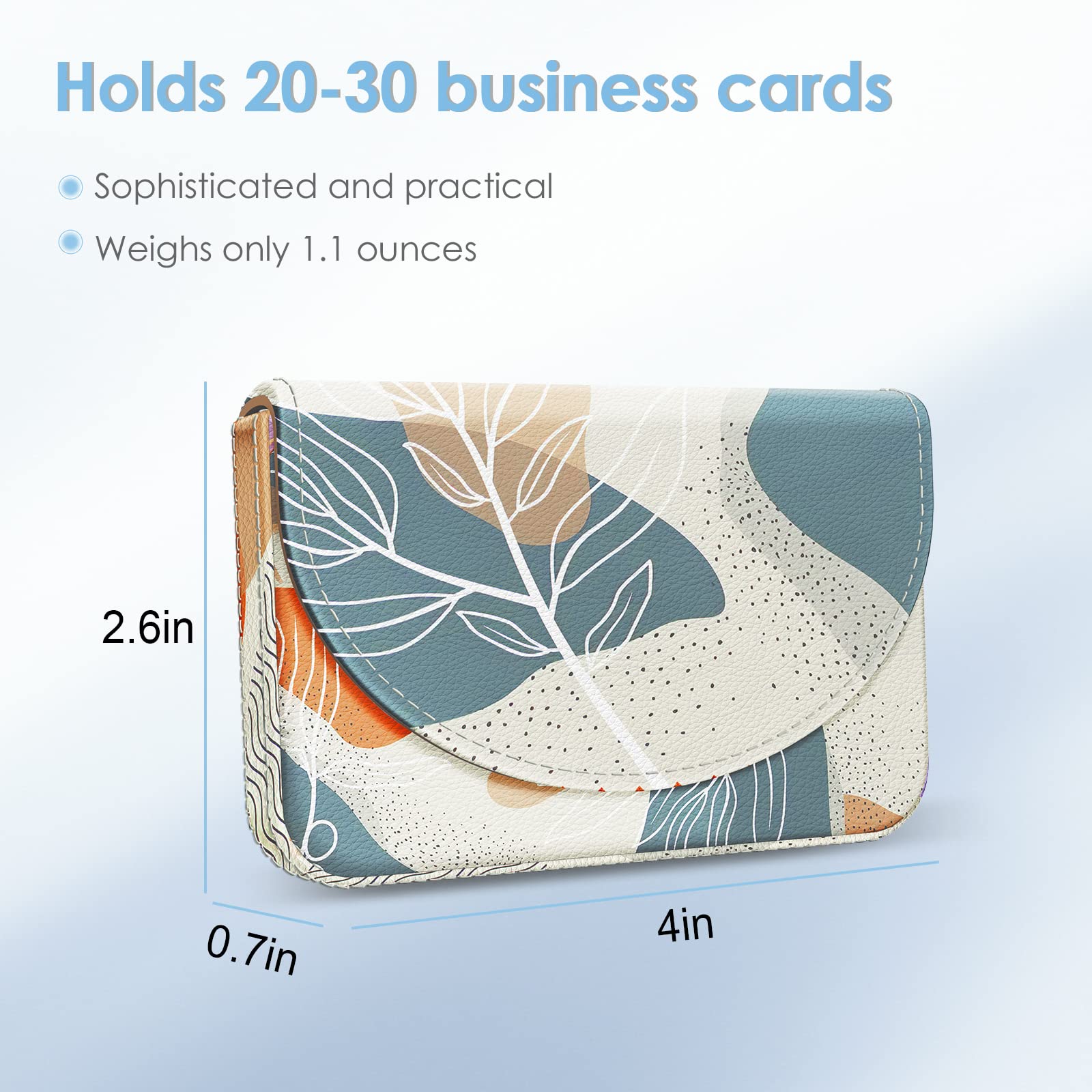 xiviers Business Card Holder,PU Leather Business Card Case Color Printing Pattern Card Holder Wallet,Pockets Magnetic Credit Card Holders for Men and Women,Bohemian Leaf
