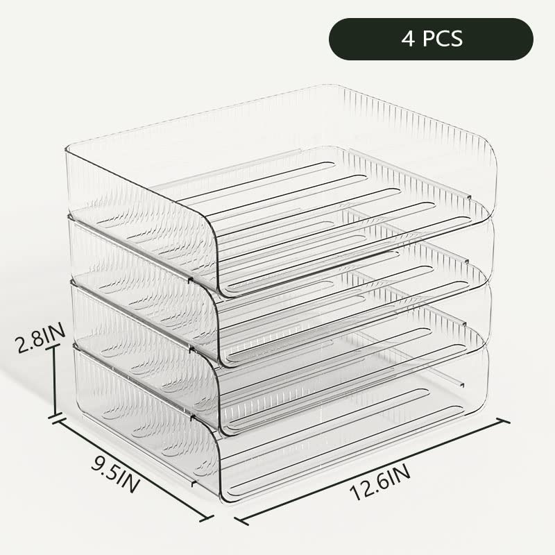 Wemfg File Organizer, Clear Stackable Desk Organizers and Accessories Tray Set, PET Letter Tray Paper Tray, A4 Size Office Desktop File Paper Holder Book Storage Rack (4 Pack x Landscape)