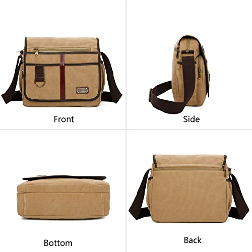Sunsomen Canvas Messenger Bag Satchel Bag Crossbody Bag Shoulder Bag 14inch With Water Pocket (Army green)