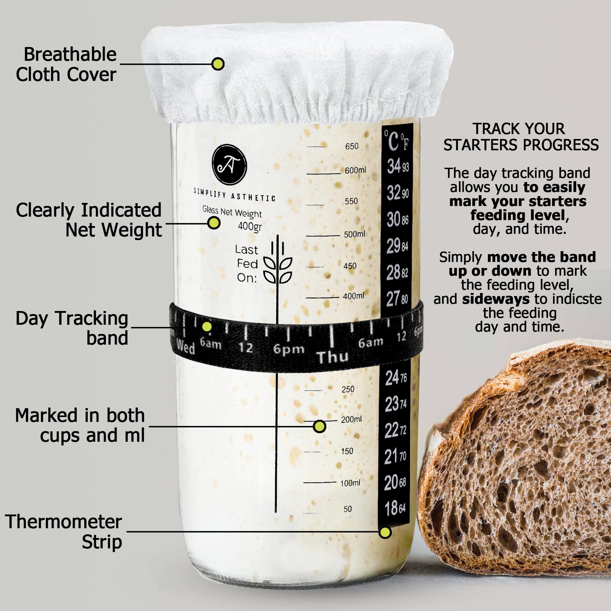 Banneton Bread Proofing Basket - A Complete Sourdough Bread Baking Supplies - Bread Baking Supplies - Sourdough Starter Jar - Indonesian Proofing Basket Set of 22-9" Round, 10" Oval, 15"Baguette