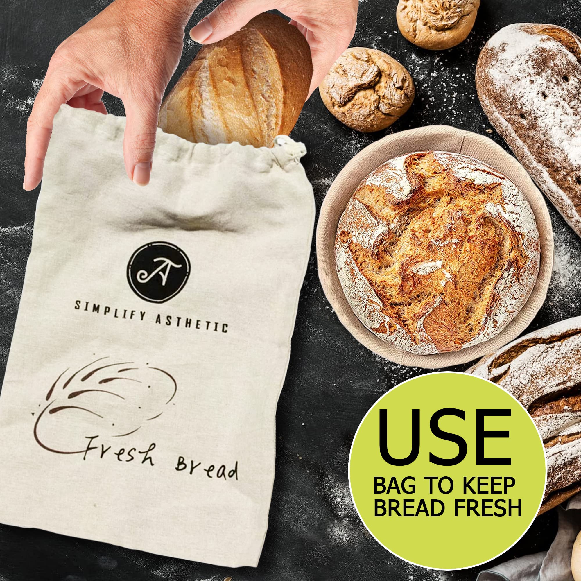 Banneton Bread Proofing Basket - A Complete Sourdough Bread Baking Supplies - Bread Baking Supplies - Sourdough Starter Jar - Indonesian Proofing Basket Set of 22-9" Round, 10" Oval, 15"Baguette