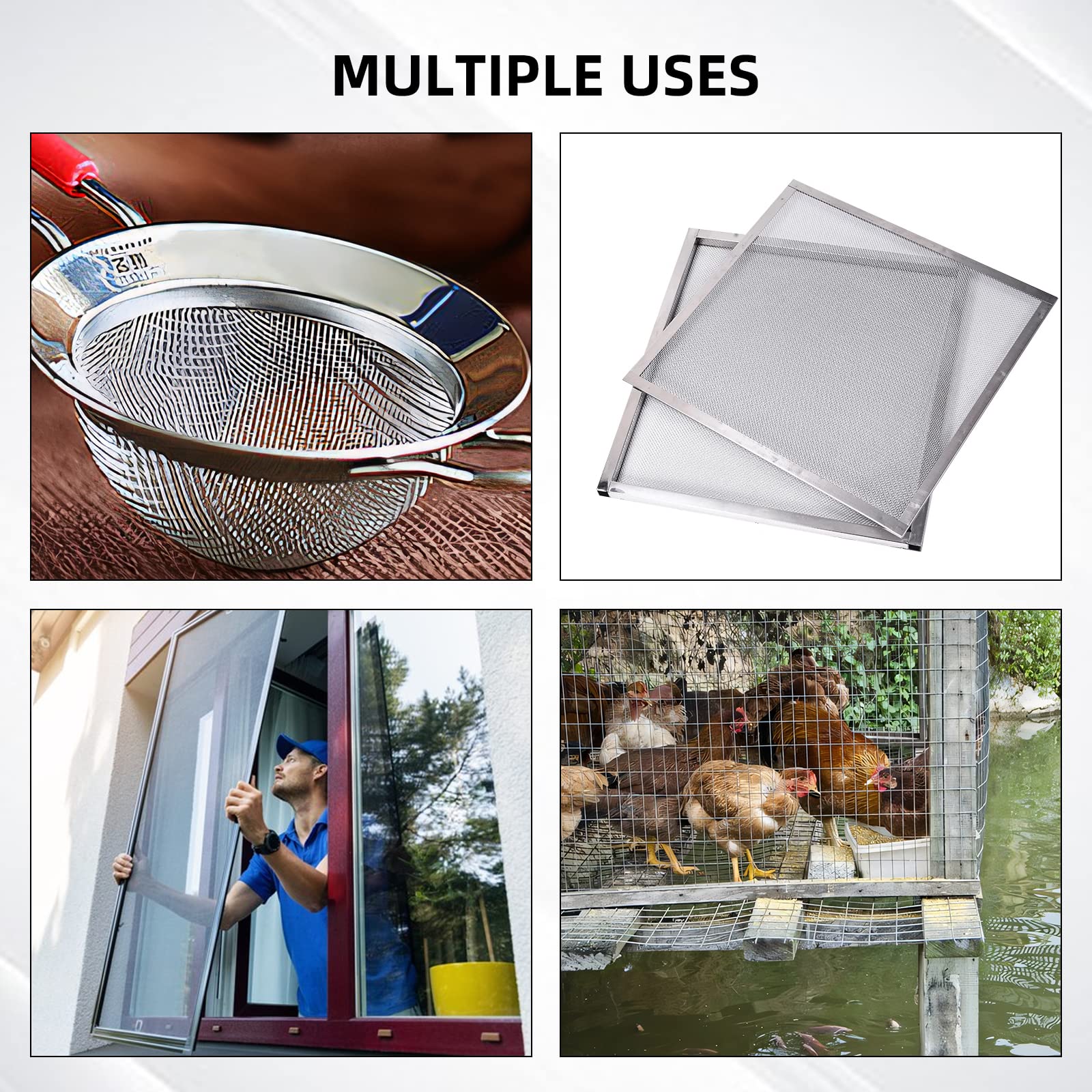LABALPHA 20 Mesh Wire Mesh 304 Stainless Steel Woven Wire Mesh, Air Vent Mesh 16X12 inches, for Cage, Garden, Filter Mesh, Never Rust, Hard and Heat Resisting, 2pcs