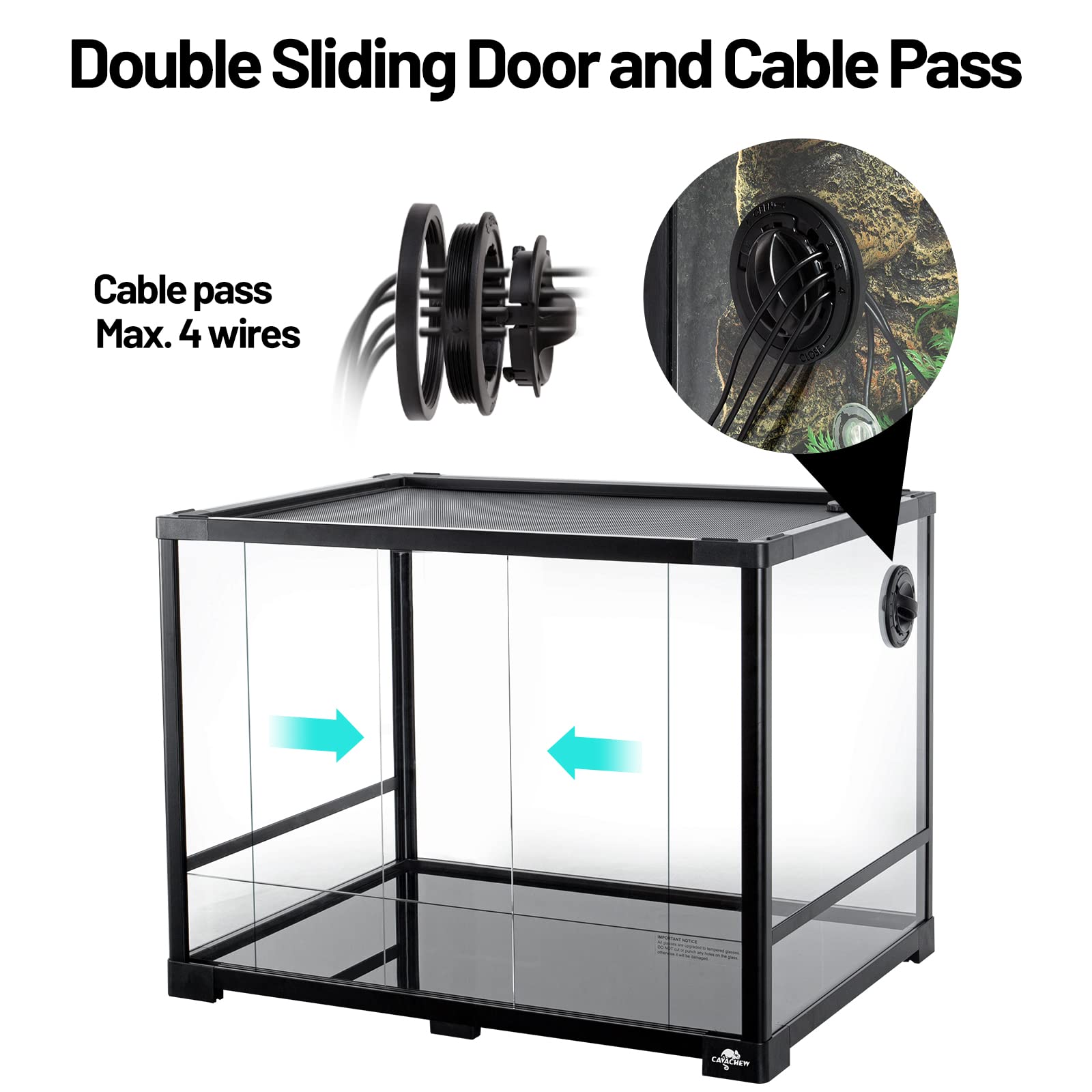 CAVACHEW 34 Gallon Reptile Tank, Glass Terrarium 24" x 18" x 18", Sliding Door, Top Ventilation, Cable Pass, Humidify Hole, Cage Habitat for Bearded Dragon, Lizard, Snake, Gecko