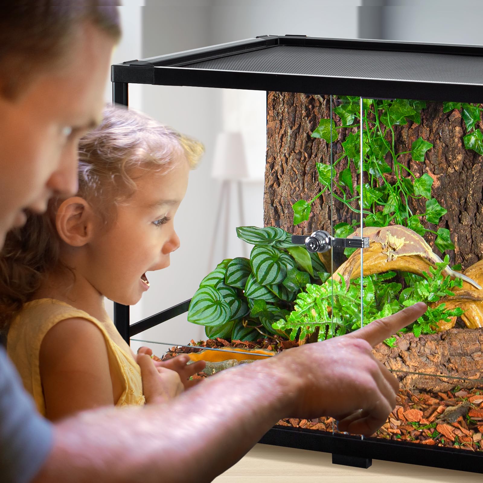 CAVACHEW 34 Gallon Reptile Tank, Glass Terrarium 24" x 18" x 18", Sliding Door, Top Ventilation, Cable Pass, Humidify Hole, Cage Habitat for Bearded Dragon, Lizard, Snake, Gecko