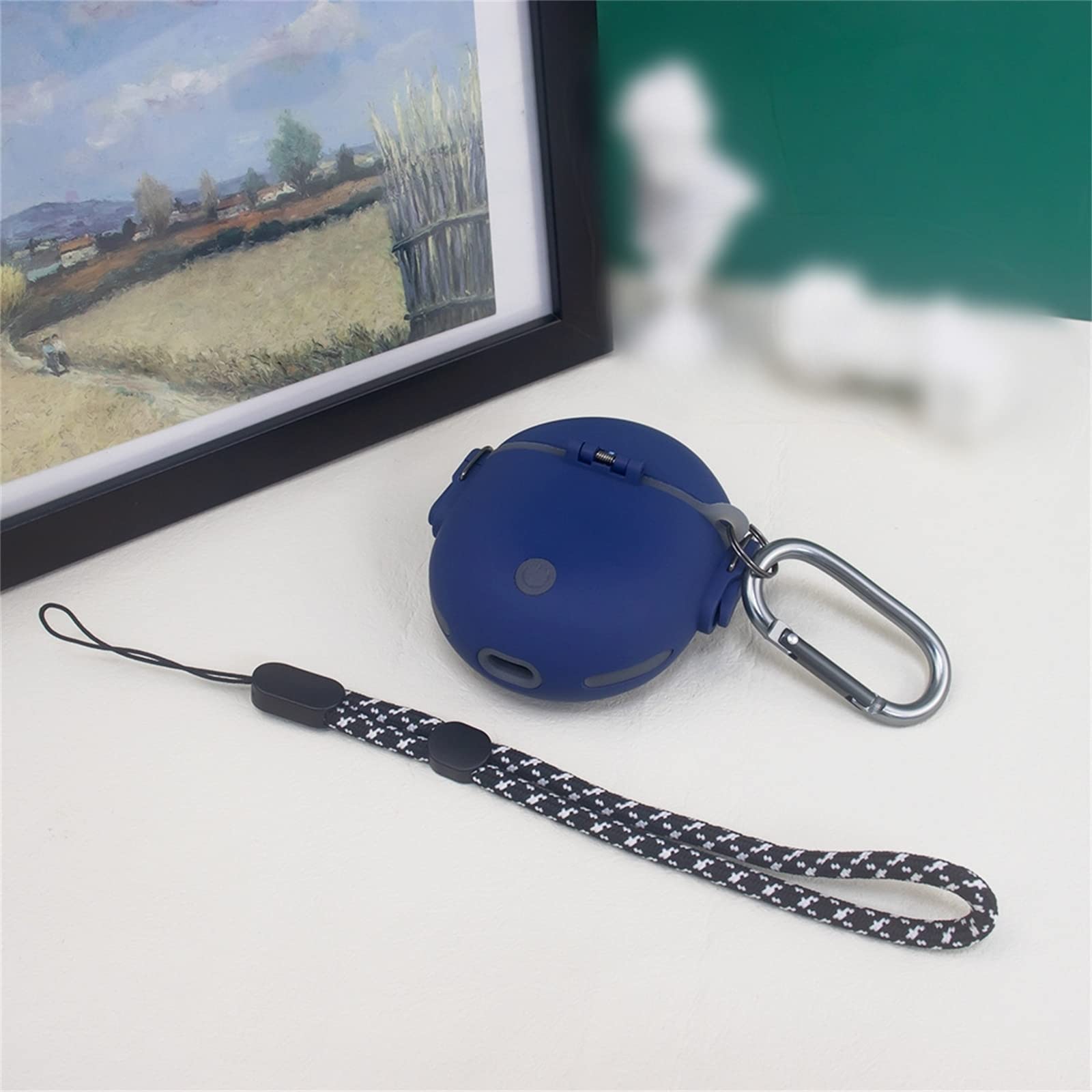 SKPY Case for Google Pixel Buds Pro with Snap Switch Security Clip, Protective Silicone Blue Pixel Buds Pro Case with Keychain for Men Women