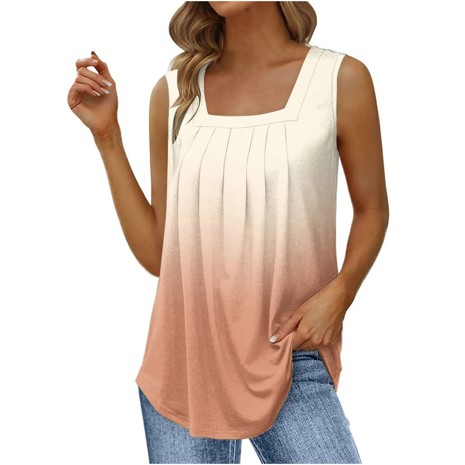 Womens Tank Tops Camisole Cami Top Casual Flowy Summer Sleeveless Tunic Tshirts Cami Vest Ruched Tops Hide Belly Tops