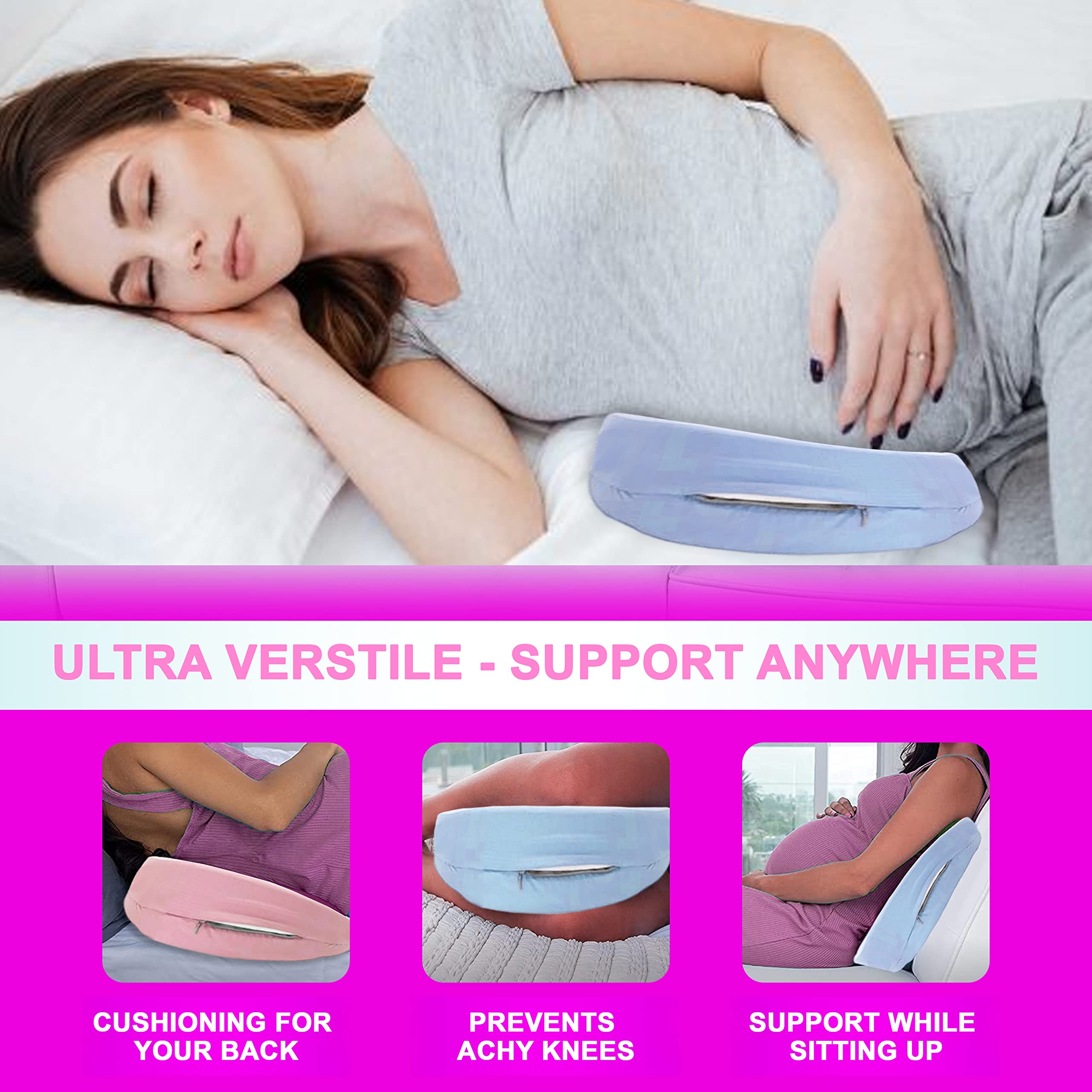 Pregnancy Pillows, Memory Foam Pillows, Pregnancy Must Haves, Wedge Pillow, Side Sleeper Pillow, Cooling Pillow with Removable Washable Modal Cotton Cover, Pregnancy Pillows for Sleeping, (Pink)