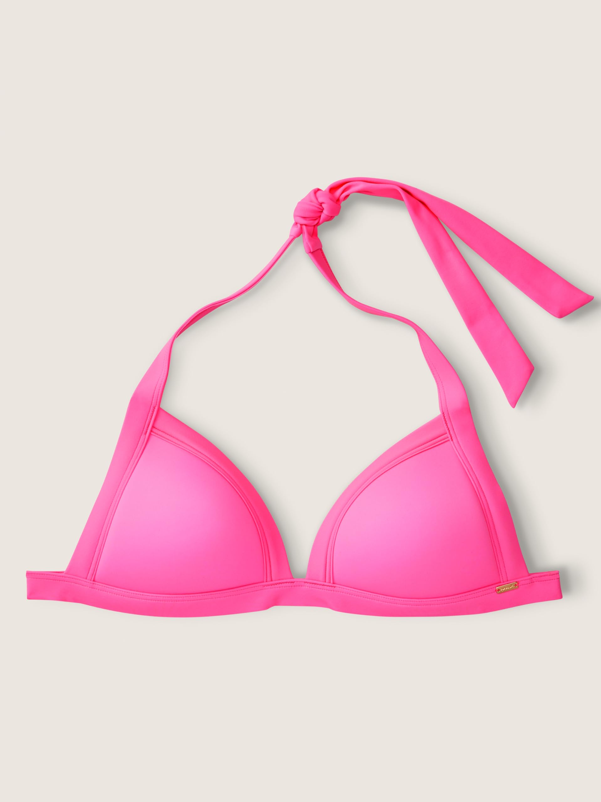 Victoria's Secret Pink Push Up Triangle Bikini Top, Wireless, Womens Swimsuit Top, Radiant Rose (XL)