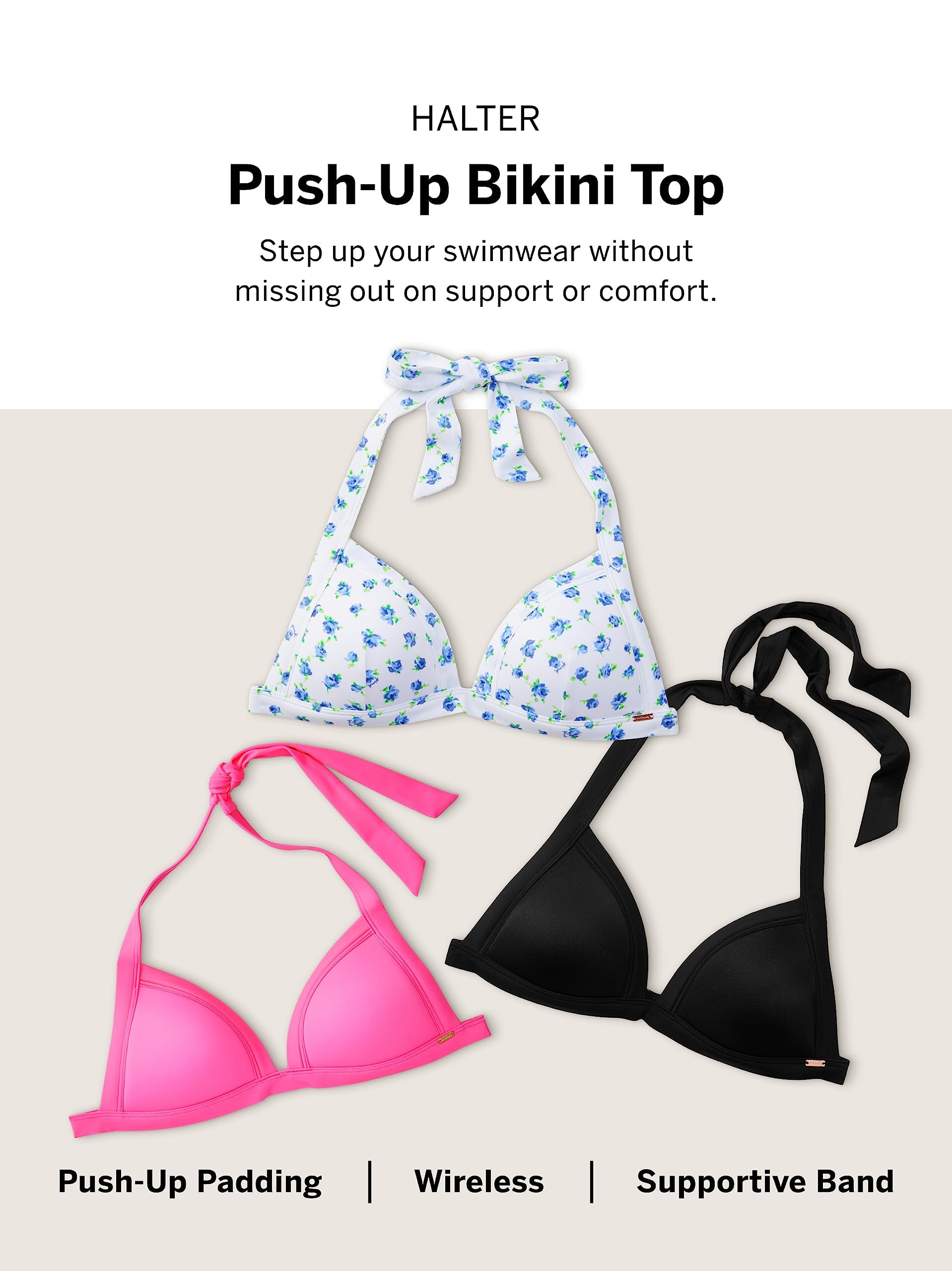 Victoria's Secret Pink Push Up Triangle Bikini Top, Wireless, Womens Swimsuit Top, Radiant Rose (XL)