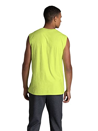 Fruit of the Loom Men's Eversoft Cotton Sleeveless T Shirts, Breathable & Moisture Wicking with Odor Control, Sizes S-4x, Muscle-2 Pack-Safety Green