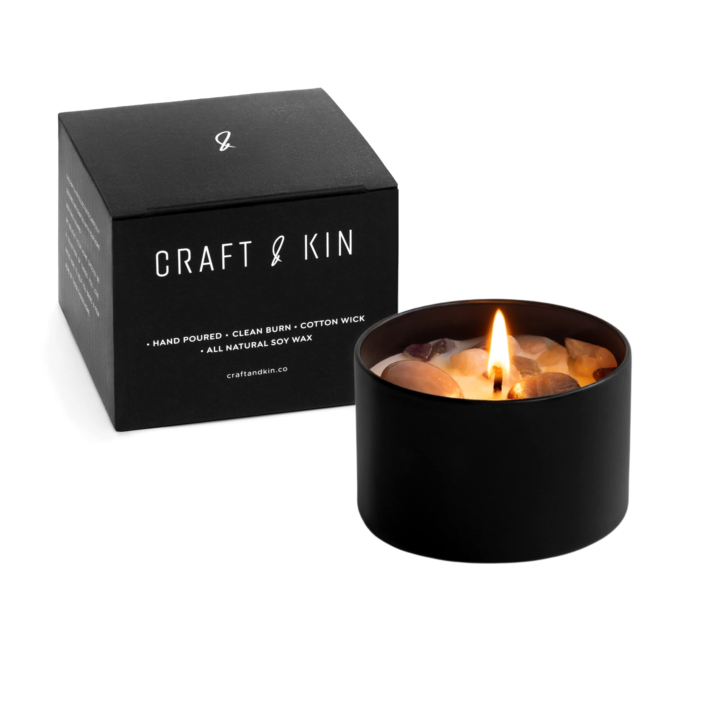 Scented Candles for Men | Crystal Candle - Vanilla & Passionfruit Scented Candles and Smoke & Vanilla Candle for Men | Soy Candles, Long Lasting Candles, Home Decor | Manifestation Crystal Candles
