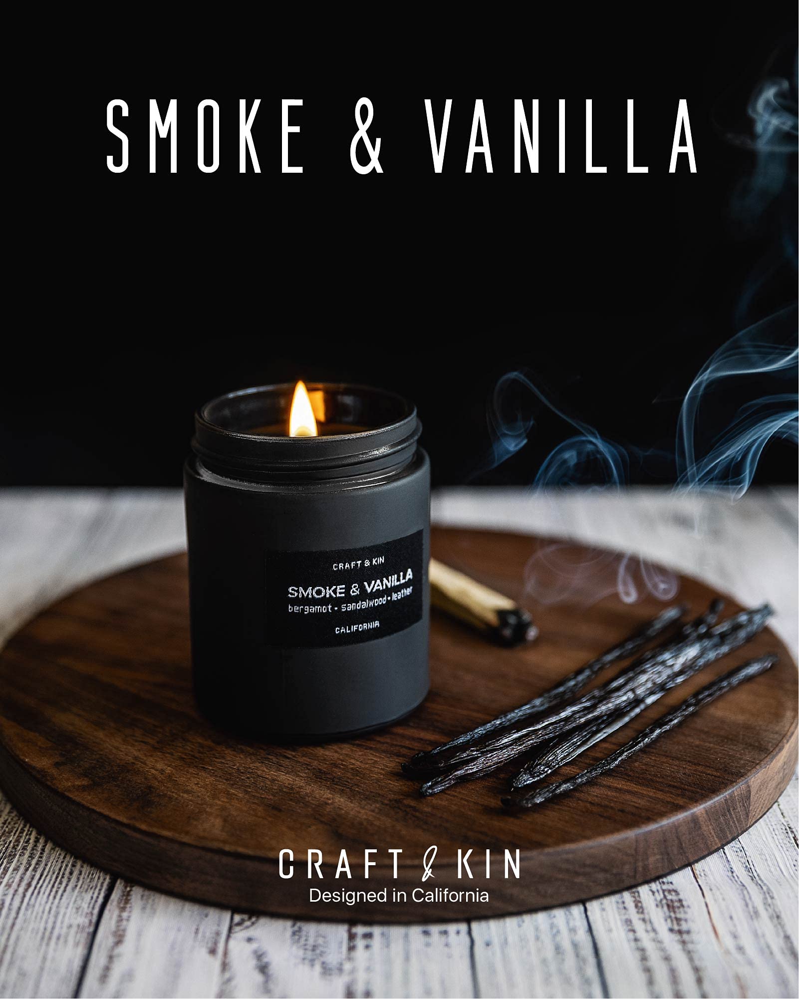 Scented Candles for Men | Crystal Candle - Vanilla & Passionfruit Scented Candles and Smoke & Vanilla Candle for Men | Soy Candles, Long Lasting Candles, Home Decor | Manifestation Crystal Candles