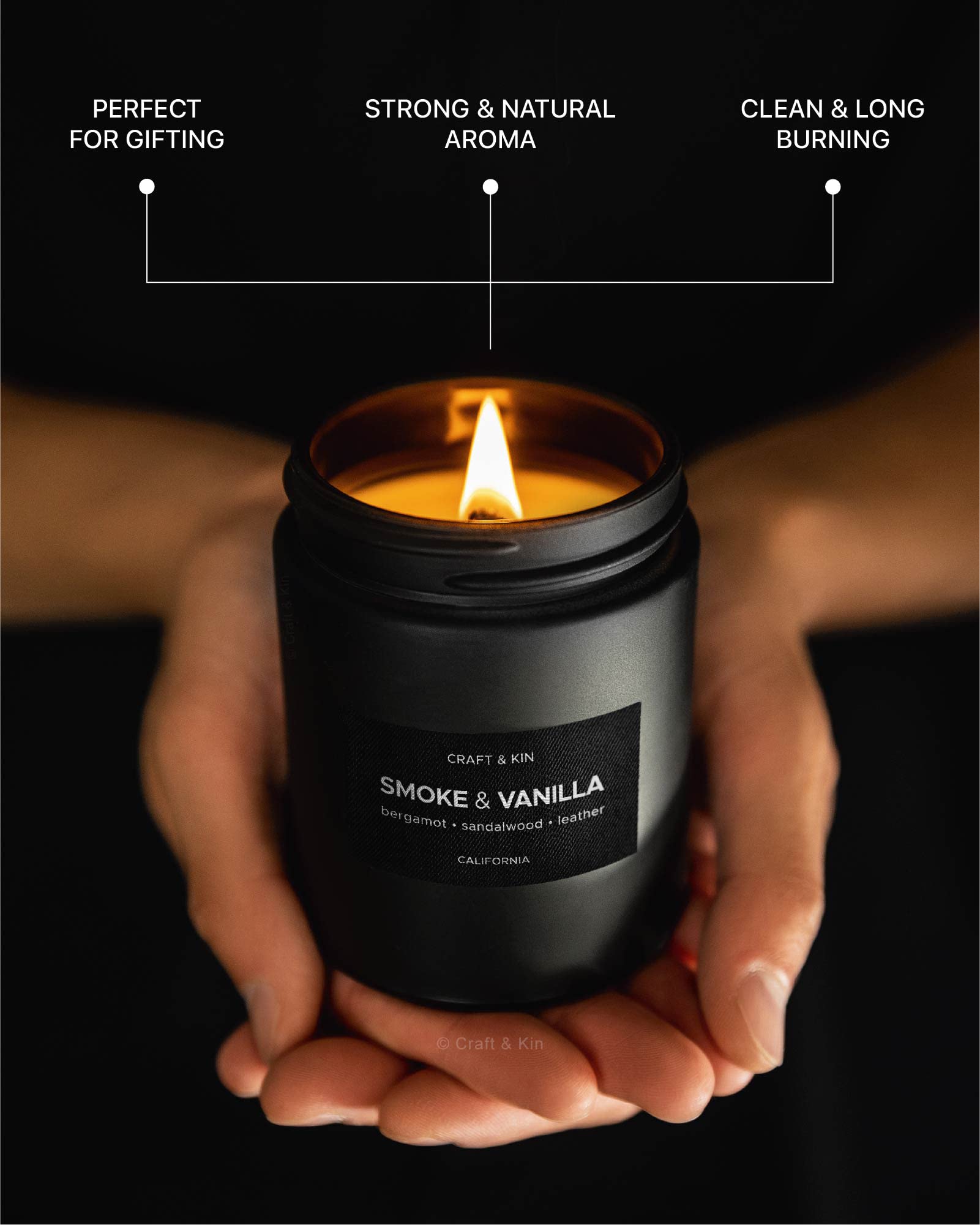 Scented Candles for Men | Crystal Candle - Vanilla & Passionfruit Scented Candles and Smoke & Vanilla Candle for Men | Soy Candles, Long Lasting Candles, Home Decor | Manifestation Crystal Candles