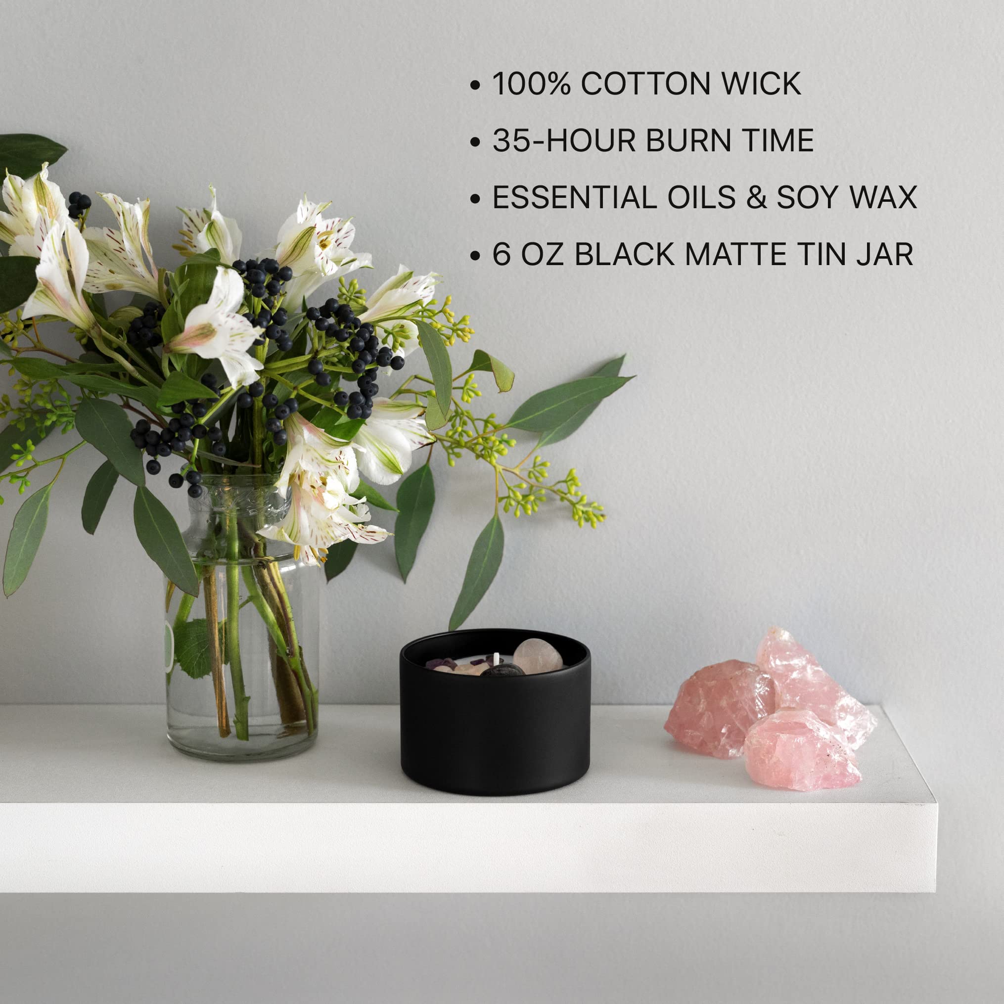 Scented Candles for Men | Crystal Candle - Vanilla & Passionfruit Scented Candles and Smoke & Vanilla Candle for Men | Soy Candles, Long Lasting Candles, Home Decor | Manifestation Crystal Candles