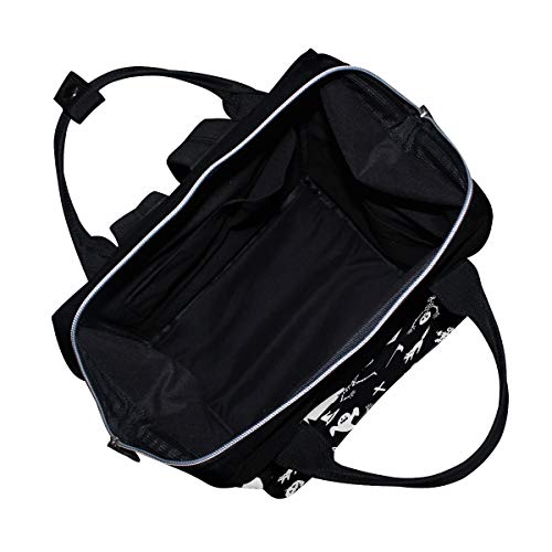 MERRYSUGAR Diaper Bag Backpack Halloween Skull Black Baby Bag School Backpack Mommy Bag Large Multifunction Travel Bag
