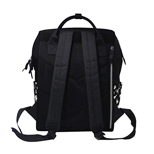 MERRYSUGAR Diaper Bag Backpack Halloween Skull Black Baby Bag School Backpack Mommy Bag Large Multifunction Travel Bag