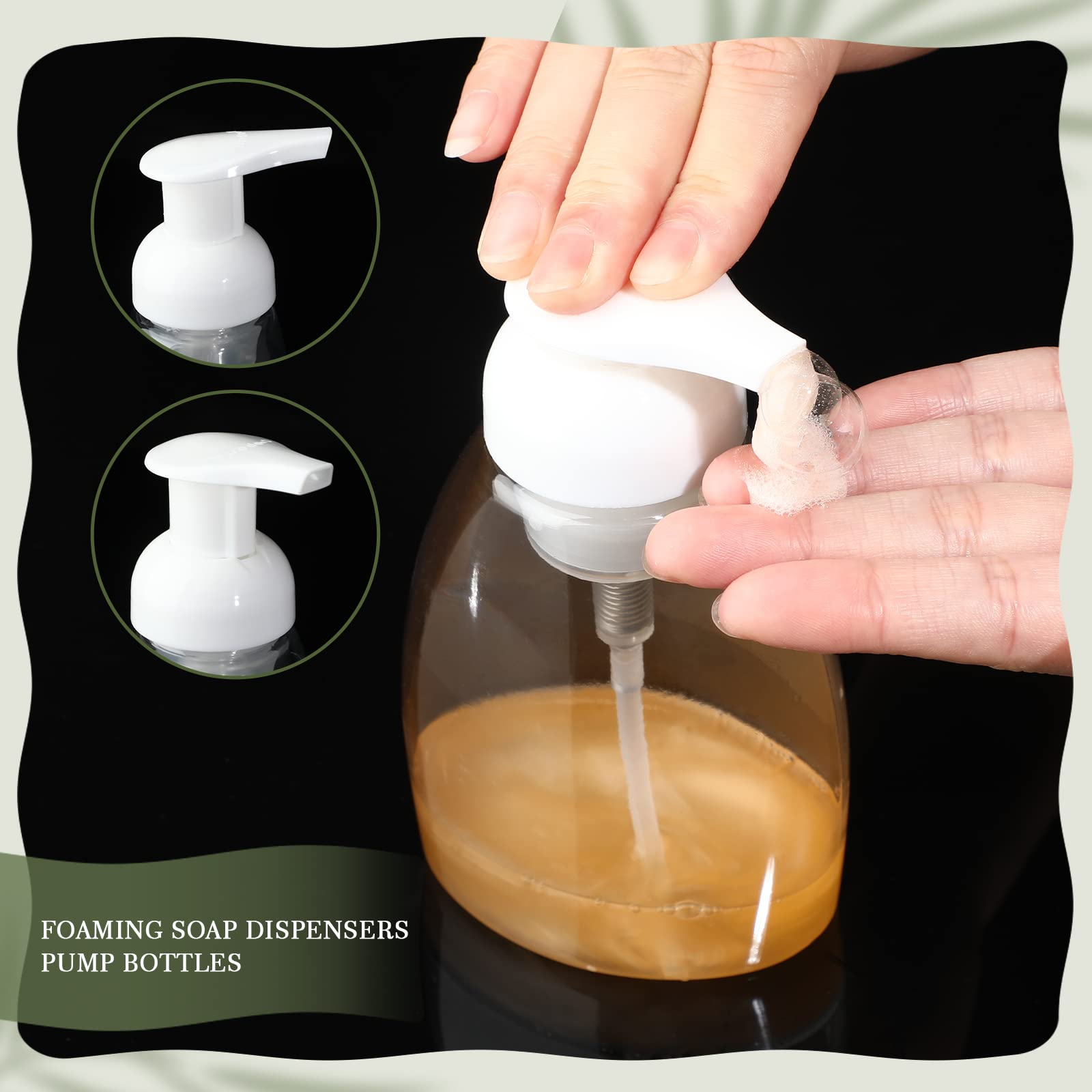 Nuenen 48 Pieces Foaming Soap Dispensers 8 oz Foaming Pump Bottle Plastic Hand Soap Dispenser with Pumps Empty Refillable Press Containers for Liquid Shampoo Bathroom Kitchen(White, Black)