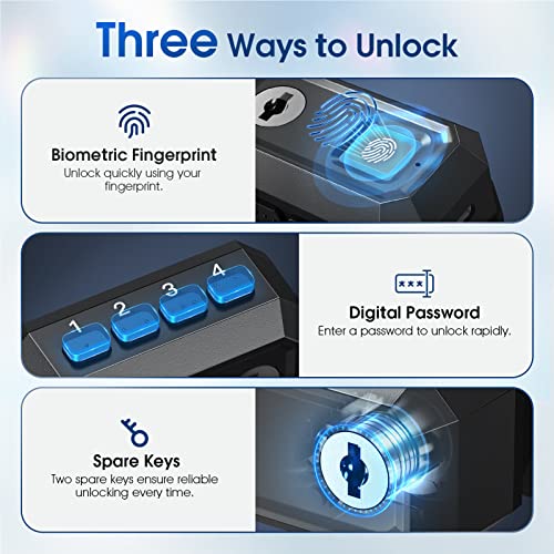 ONNAIS Defender SE Gun Trigger Lock for Pistols, Biometric Gun Lock for Rifles and Shotguns, Quick Release Gun Safe Lock with Fingerprint Key Pad, Firearms Safety Lock with Indoor Gun Racks and Stand