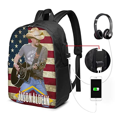 KUSHOP Jason Rock Band Aldean Laptop Backpack For Men Women Anti Theft Travel Work Backpack Durable College School Bookbag With Black One Size