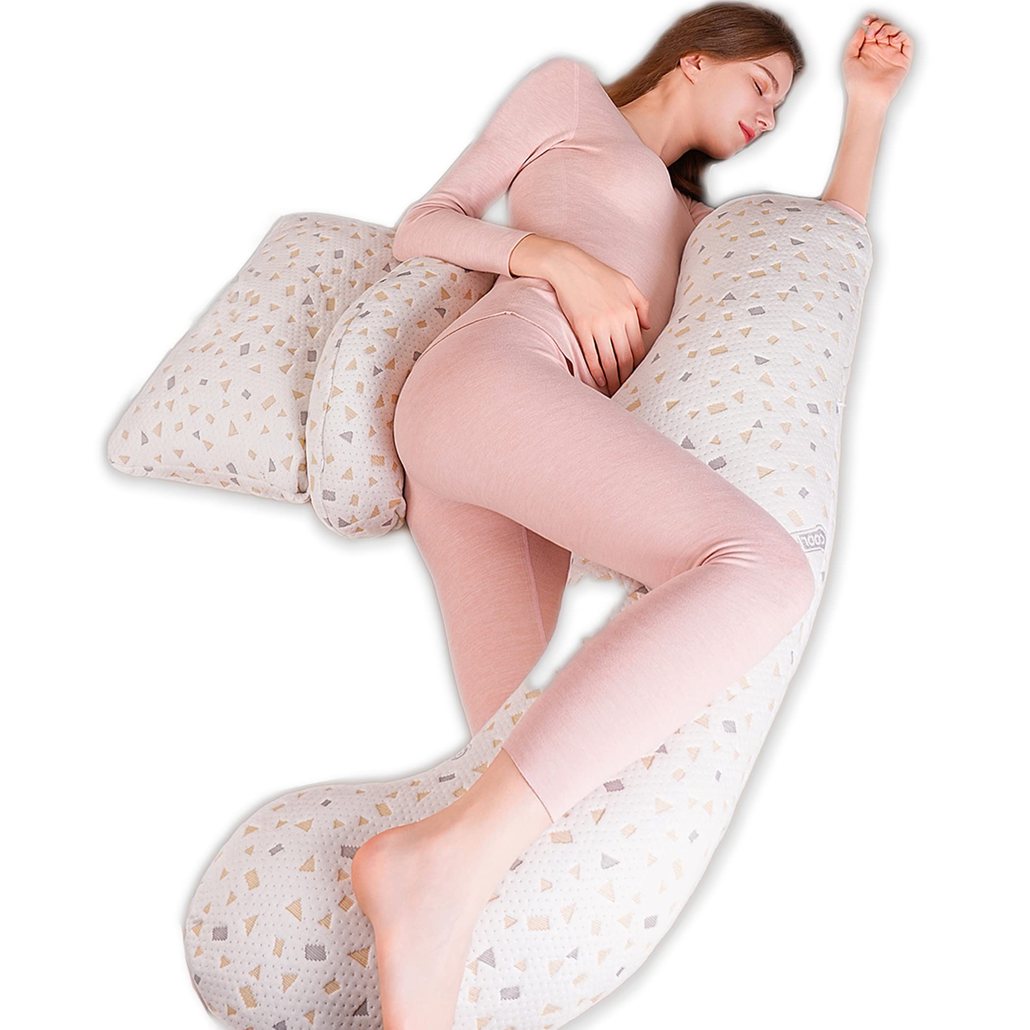 FLARSANTERS Pregnancy Pillows for Pregnant Women, Maternity Pillow with Detachable and Adjustable Pillow Cover - Support for Back, Legs, Belly, Soft Pregnancy Body Sleepling Pillow, Fashion Grey