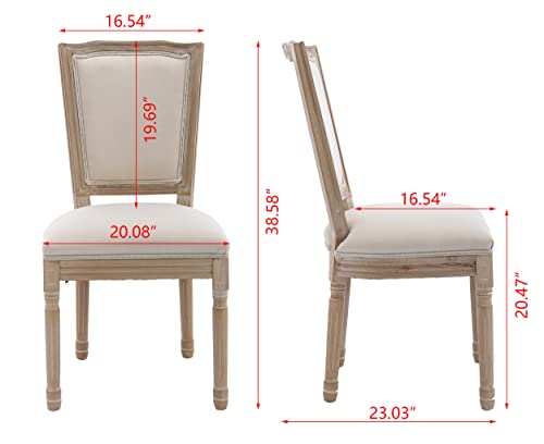 Royard Oaktree French-Style Dining Chairs Set of 2 Farmhouse Upholstered Armless Accent Side Chairs with Solid Wood Leg for Dining Room Bedroom Kitchen Restaurant