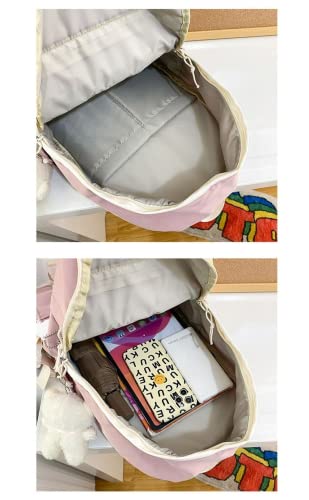 Aoakva Indie Backpack School Japanese Asthetic Backpack INS Travel Bag Large Capacity Kawaii Backpack Prime with Free Plush Bear Pendant (white)