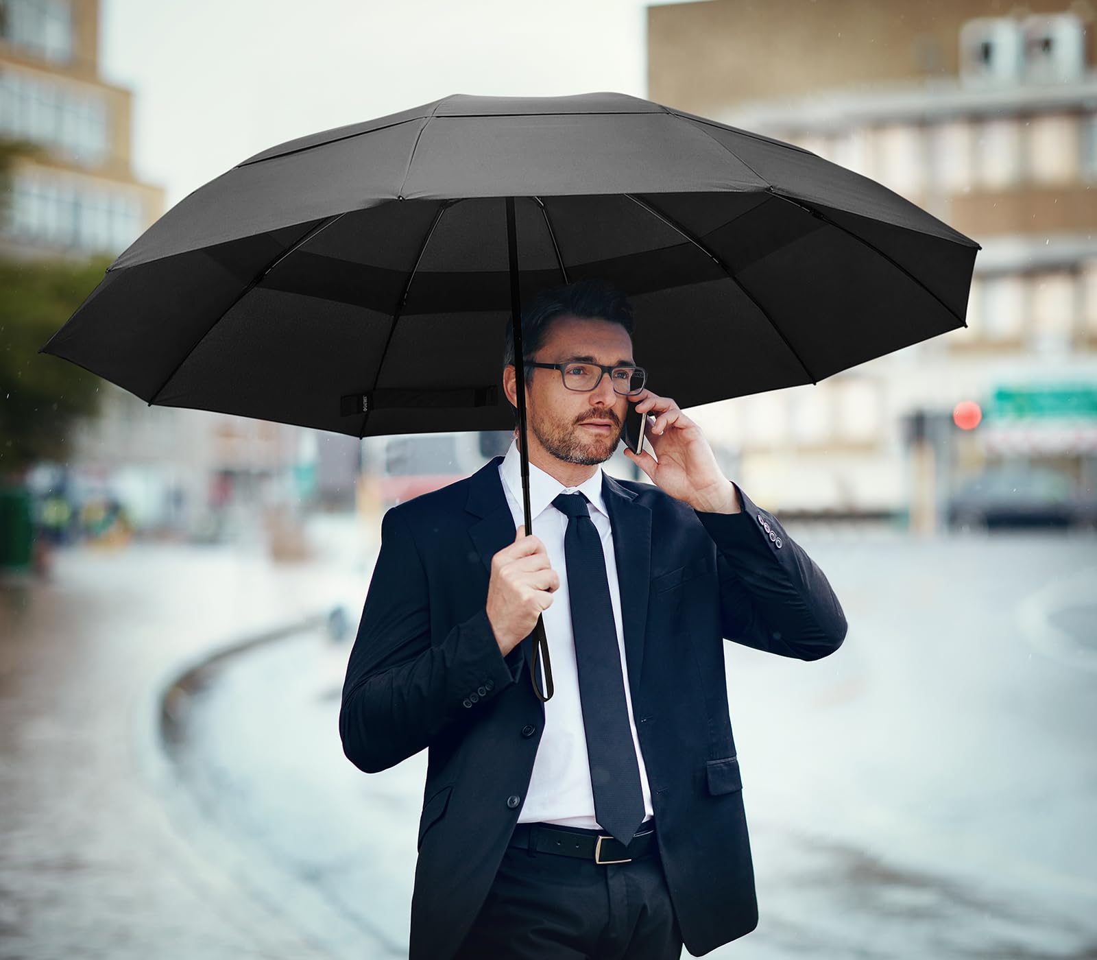 G4Free 42/46/54/62 Inch Large Golf Umbrella Compact Reverse Travel Umbrella 10 Ribs Windproof for Rain Double Canopy Automatic Open Close