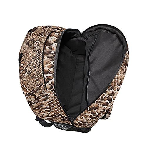 QUGRL Snake Skin Print 16" School Bookbag Cool Elementary Schoolbag College Daypack Animal Backpack Travel Sports