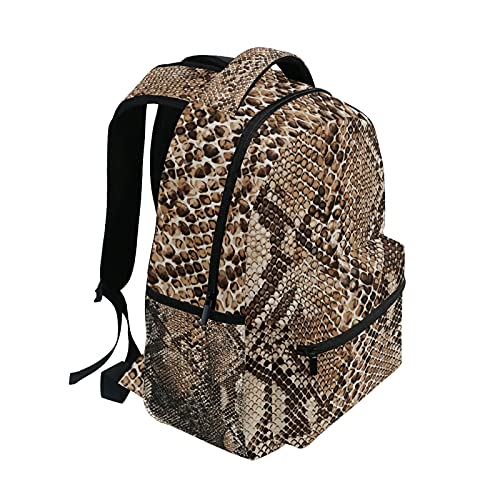 QUGRL Snake Skin Print 16" School Bookbag Cool Elementary Schoolbag College Daypack Animal Backpack Travel Sports