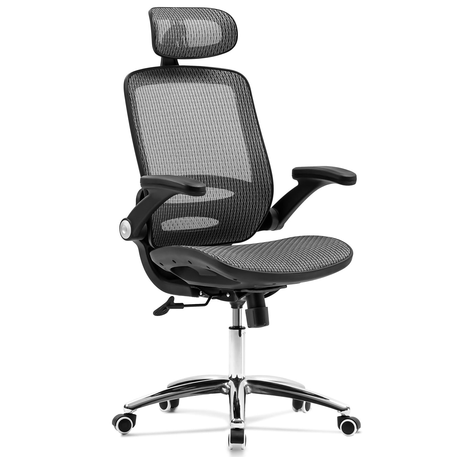 Ergonomic Mesh Office Chair for Tall People, High Back Mesh Chair with Adjustable Flip Up Armrest & 2D Headrest &, 135°Tilt Function, Mesh Seat, Swivel Executive Task Chair for Home 350lb
