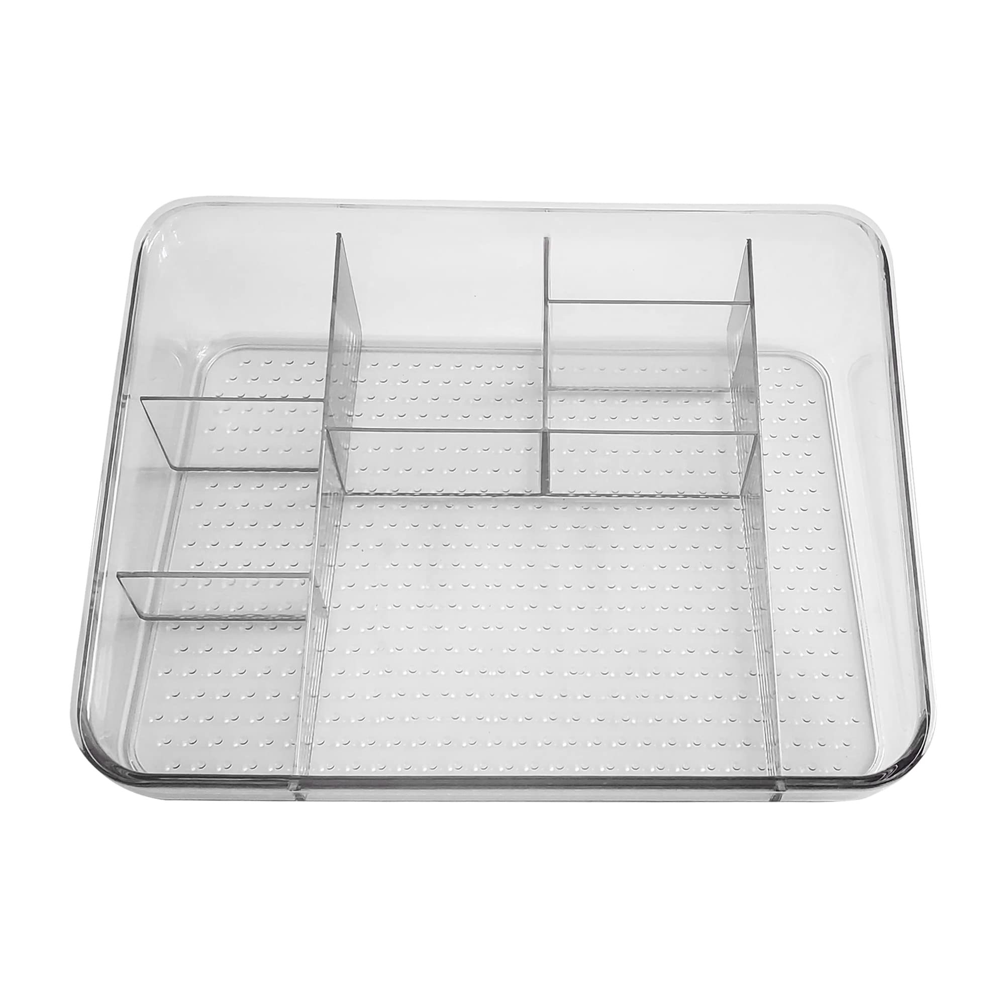 Toughty Drawer and Desk Organizer Tray with 8 Compartments Clear Acrylic for Makeup Organizer for Vanity, Drawer Organizers Office, Office Desk Accessories Desk Organizer Tray