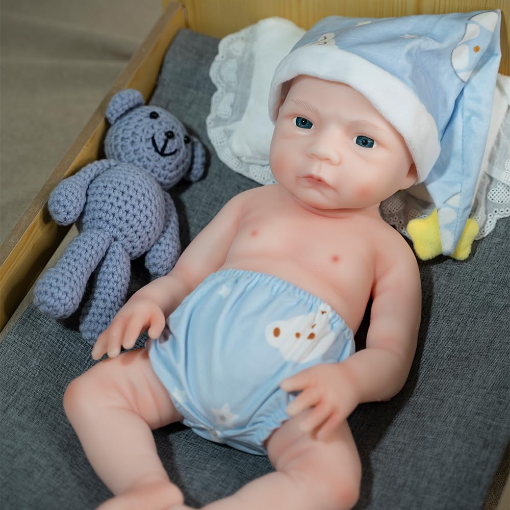 OZYZPO 18 inch Silicone Reborn Baby Doll Realistic Lifelike Silicone Baby Dolls for Adults and Children, Not Vinyl Doll - Girl