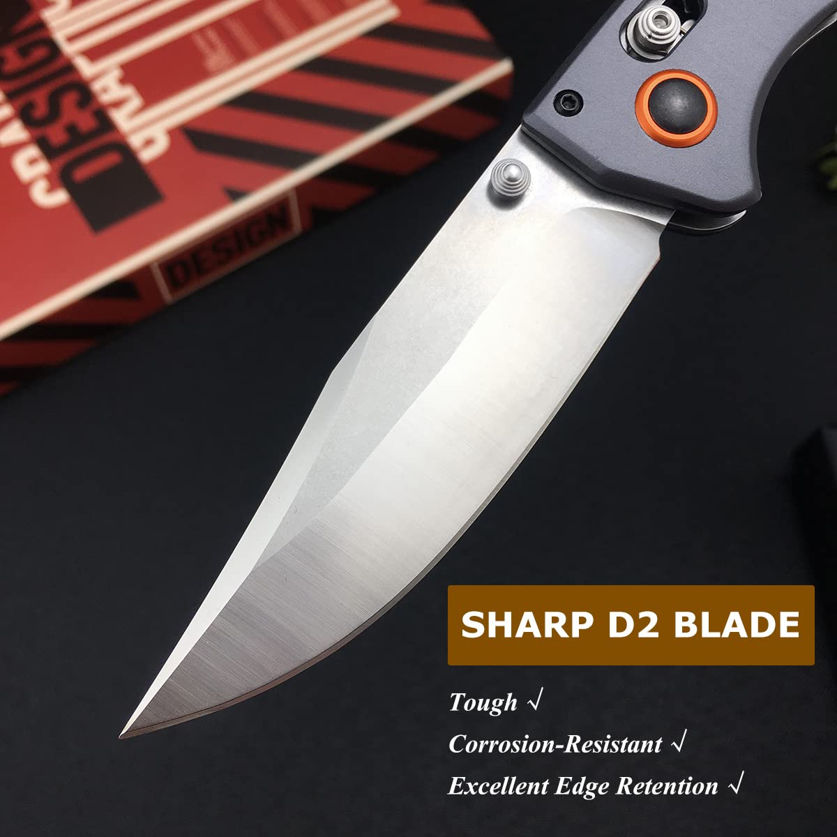 Everyday Carry Crooked River Knife, Axis Lock Knife with 3.7’’ D2 Steel Blade Wood Handle, EDC Manual Open Folding Pocket Knife with Thumb Stud, Belt Clip for Camping