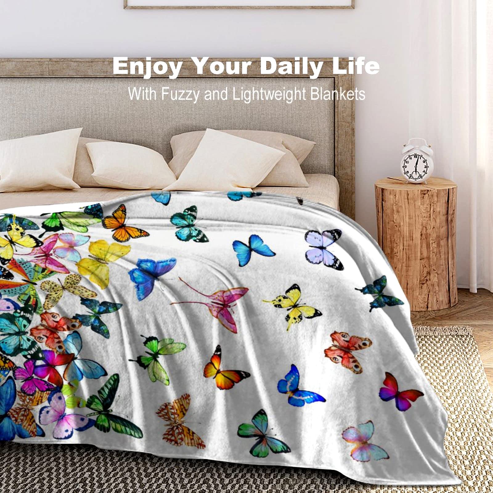 Butterfly Blanket Beautiful Butterfly Throw Blanket Ultra Soft Blankets Lightweight Cozy for Bed Couch Sofa 50"x40"