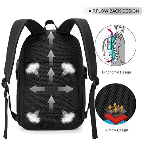 Extra Large Laptop Backpack, 37L Capacity, For 16 Inch Notebook Computer, Anti-Theft Lock, Waterproof Travel Backpack, with USB Charging Port, Luggage Strap, Work Business College School Bag (Black)