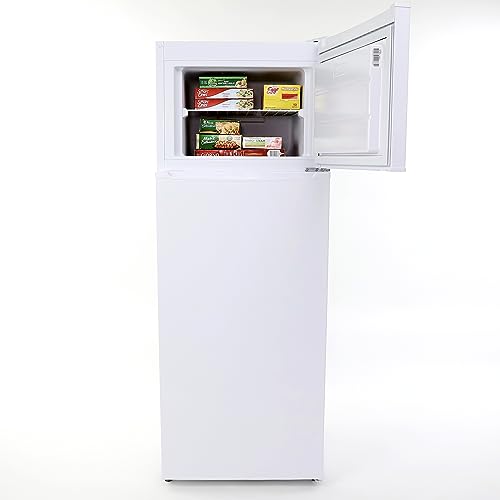 West Bend Apartment Refrigerator Freestanding Dual Door Slim Design Full Fridge with Top Freezer, Adjustable Mechanical Control, for Condo, House, Small Kitchen Use, 7.4-Cu.Ft, White