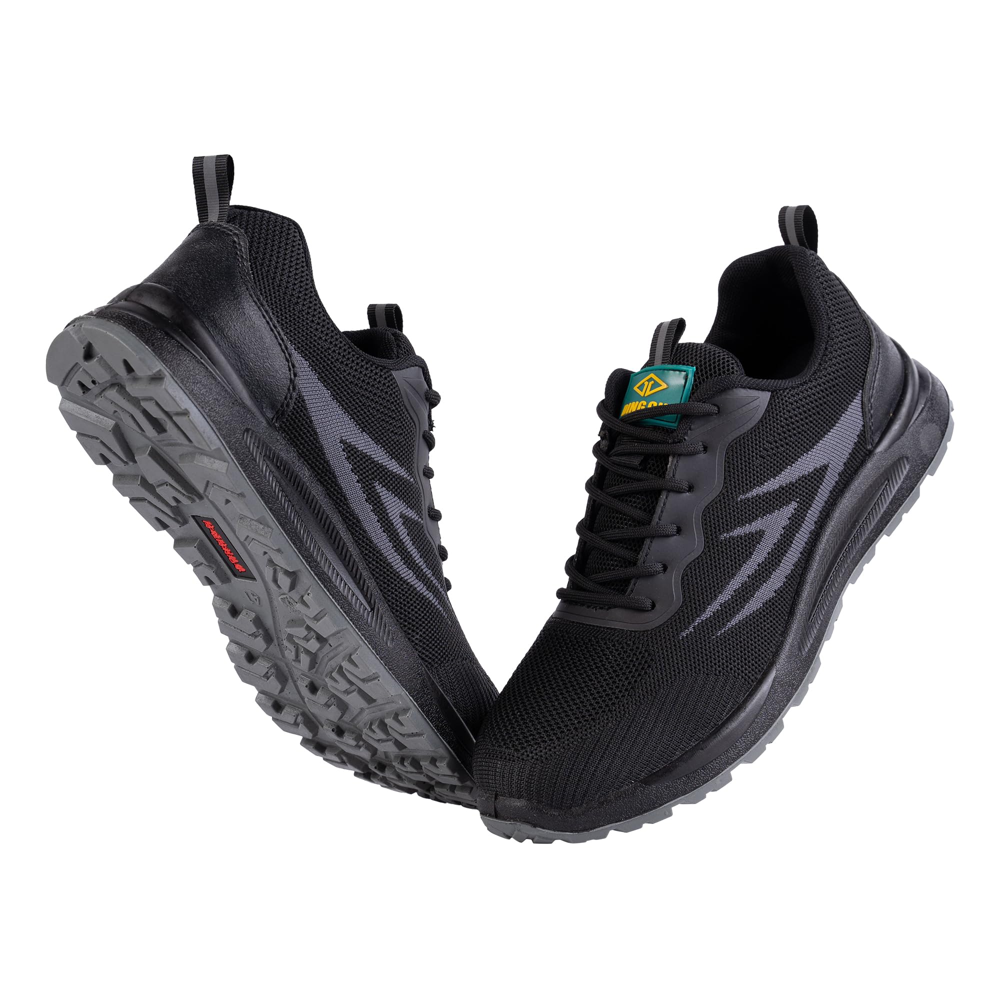 DINGGU Steel Toe Shoes for Men Lightweight Safety Indestructible Work Shoes Comfortable Steel Toe Sneakers Black 9