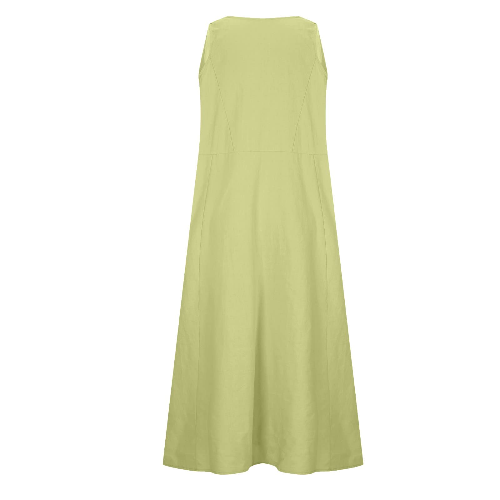 SMIDOW Cotton Dresses for Women Casual Summer 2024 Solid Beach Flowy Tshirt Sundress Sleeveless Tank Long Dress with Pockets